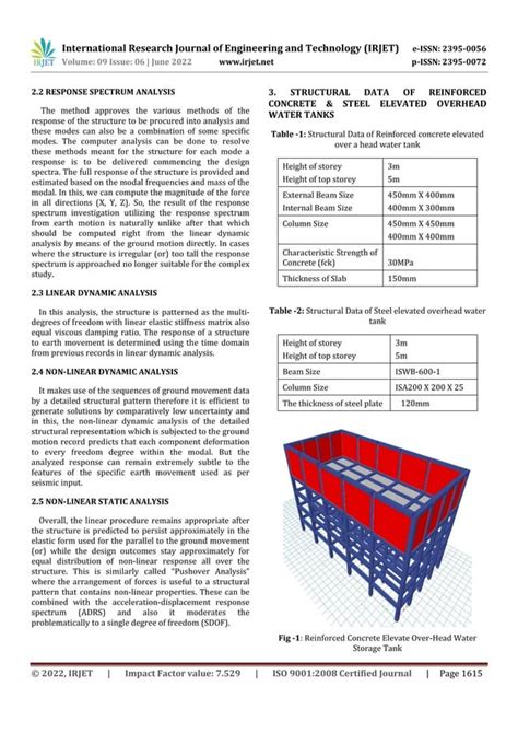 Response Of Elevated Water Storage Tanks Under Seismic Events Pdf Civil Engineering Industry