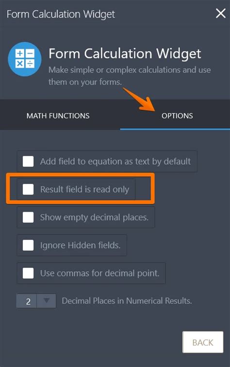 How To Set Form Calculation Widget To Read Only