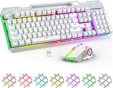 Amazon Com Wireless Gaming Keyboard And Mouse Combo RGB Backlit Rechargeable 2000 MAh Battery