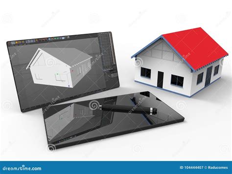 Architech Working On A Tablet Cad Concept Stock Illustration Illustration Of Aided Drawing