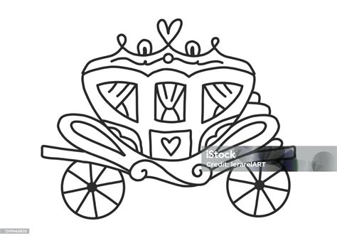 동화에서 마차와 성인과 어린이를위한 색칠 공부 사람들을위한 복고풍 마차 사랑스러운 캐리지 패턴 공주 색칠 공부 시리즈 창의력과 창의성을위한 마법의 색칠 계절에 대한 스톡