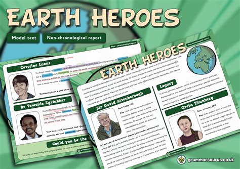 Year 6 Model Text Non Chronological Report Earth Heroes Gbsct P6 Grade 5 And 5th Class