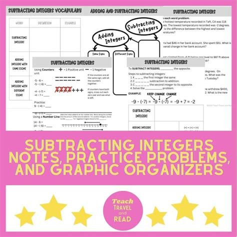 Subtracting Integers Notes Practice Problems And Graphic Organizers