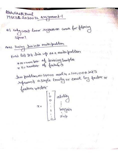 Handwritten Assignment Data Science Assignment 1 Abhishek Paul 19scse2030072 Mca Section 2 Pdf
