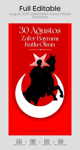 8월 30일 축하 편집 가능한 손으로 그린 소셜 미디어 템플릿 프리미엄 벡터