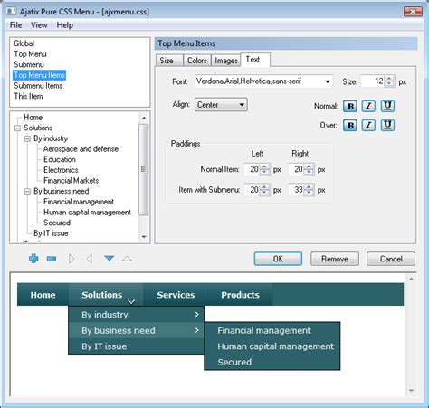 pure css menu dreamweaver extension main window ajatix this powerful dreamweaver extension