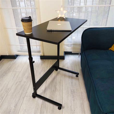 Столик на колесах з регулюванням висоти 80х40см чорний продаж ціна у Києві Компютерні столи