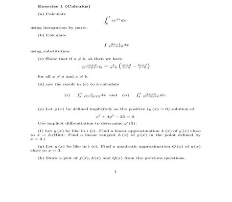solved exercise 1 calculus a calculate ∫01xe2xdx using