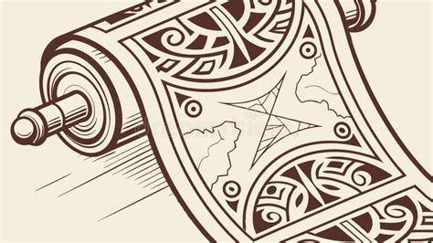Ancient Scroll With Intricate Floral Design Illustration Vector Vector Design Generative Ai