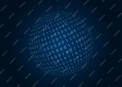 Premium Vector Digital Binary Code Sphere Blue Background Illustration