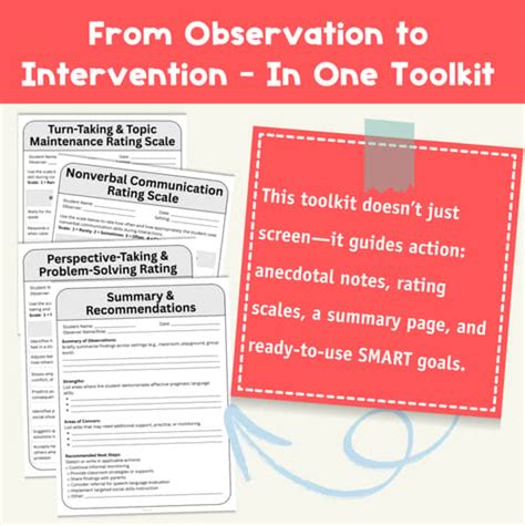 Informal Pragmatic Assessment Language Evaluations Observation Forms Checklists