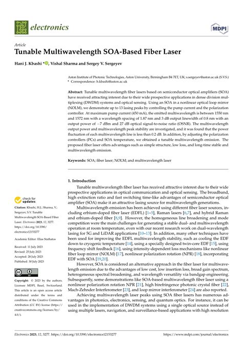 Pdf Tunable Multiwavelength Soa Based Fiber Laser