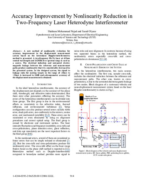 Pdf Accuracy Improvement By Nonlinearity Reduction In Two Frequency