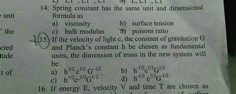 Spring Constant Has The Same Unit And Dimensional Formula As Filo