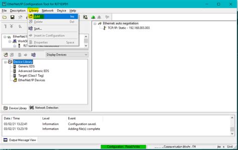 Rj71eip91 Ethernetip Connection With Nz2ft Eip