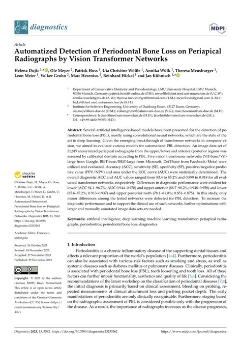 Pdf Automatized Detection Of Periodontal Bone Loss On Periapical Radiographs By Vision