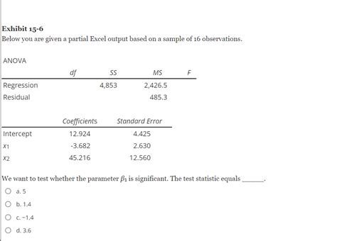 Solved Exhibit 15 6 Below You Are Given A Partial Excel