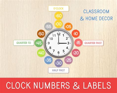 Clock Numbers And Labels Analog Wall Clock Classroom And Etsy UK