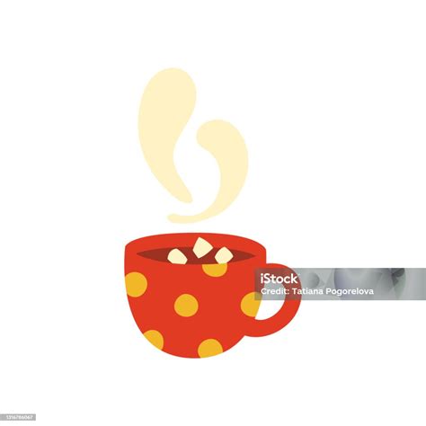 레드 컵 마시멜로를 곁들인 커피 벡터 만화 메뉴 상점 바 엽서 또는 스티커에 사용할 수 있습니다 계단 및 층계에 대한 스톡 벡터