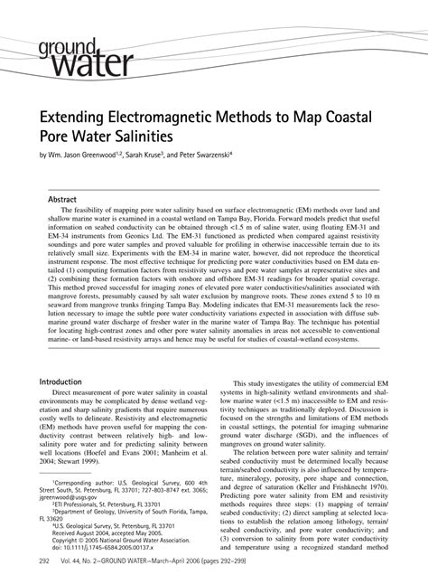 Pdf Mapping Porewater Salinity With Electromagnetic Methods In Shallow Coastal Environments