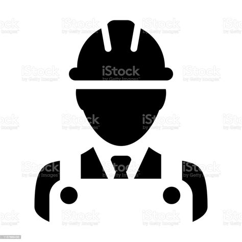 계약자 아이콘 벡터 남성 노동자 사람 프로필 아바타와 함께 하드 모자 헬멧 및 자 켓 문자 모양 그림 건설 산업에 대한 스톡 벡터 아트 및 기타 이미지 Istock