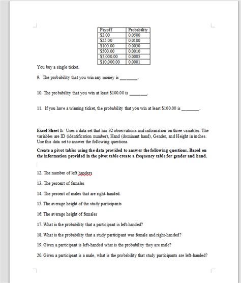 Excel Sheet Uses A Data Set That Has Chegg