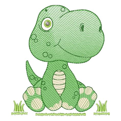 Matriz De Bordado Dinossauro Cute Pontos Leves Em Vários Tamanhos E