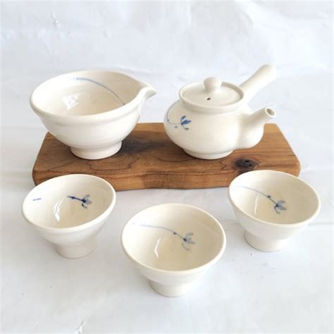 이천도자기 토비 도자기 쇼핑몰 전통 생활도자기 예쁜그릇 도자기 그릇 베이지 배꽃 3인 다기세트