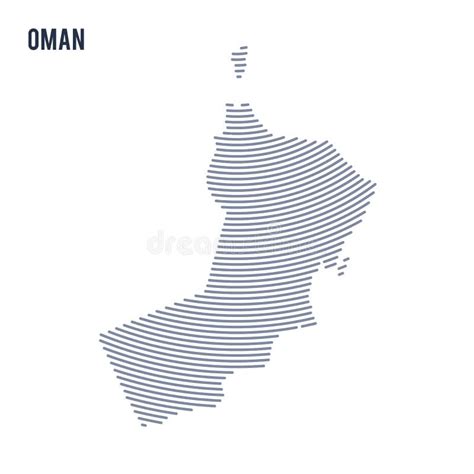 Vector Abstract Hatched Map Of Oman With Curve Lines Isolated On A White Background Stock