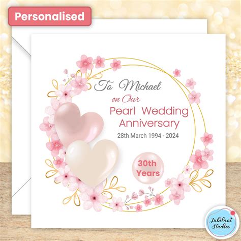 30th Wedding Anniversary Card For Wife Personalised Wedding Anniversary