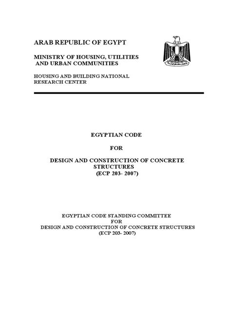 Egyptian Concrete Code Ecp 203 2007 Pdf Bending Concrete