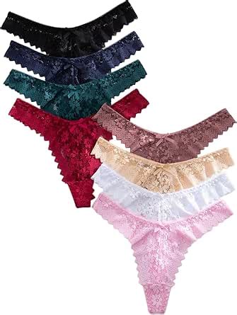 Beaudrm Womens 8 Pack Sexy Lace Underwear Bow T Back Low Rise Thong