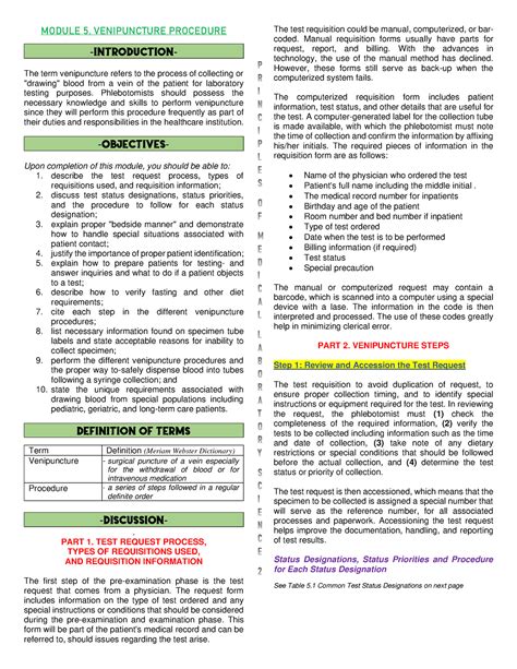 PMLS Module PMLS MODULE VENIPUNCTURE PROCEDURE Introduction The Term