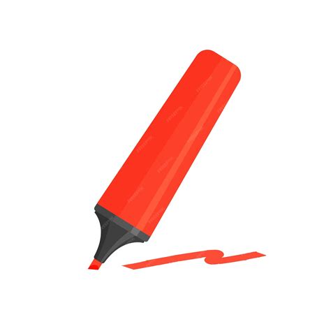 Premium Vector Red Highlighter With Markings Neon Colored Pen For
