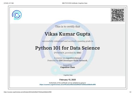 Python Datascience Ibm Machinelearning Cognitiveclass Vikas Gupta