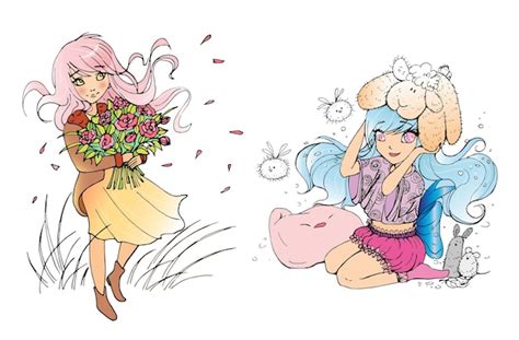 Premium Vector Vector Set With Cute Cartoon Anime Girls Sticker Pack