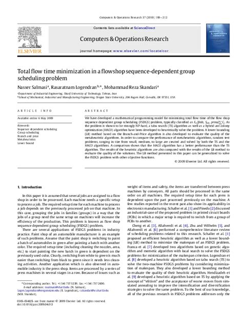 Pdf Total Flow Time Minimization In A Flowshop Sequence Dependent