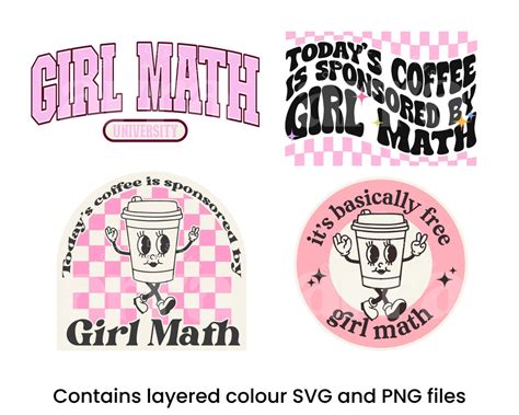 Girl Math Svg Bundle Funny Svg Girly Svg Girl Math Png Trendy Png Girl