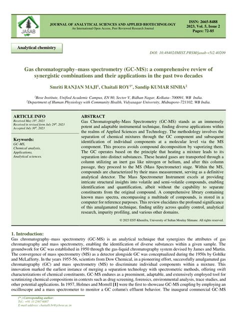 Pdf Journal Of Analytical Sciences And Applied Biotechnology Gas