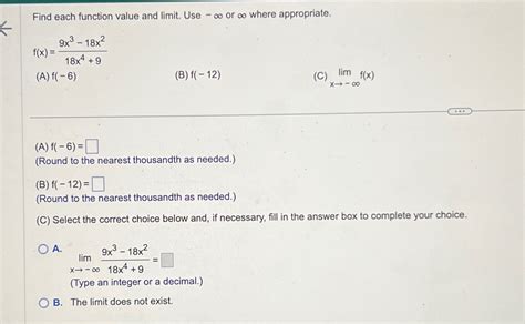 Solved Find Each Function Value And Limit Use Or Chegg Com