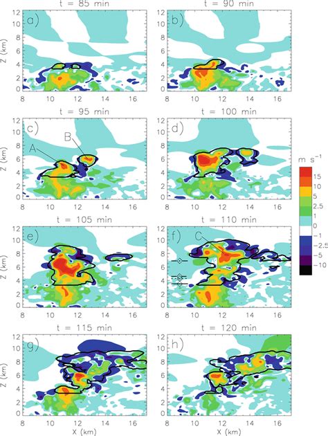Vertical Cross Sections Of Vertical Velocity W Filled Color Contours Download Scientific