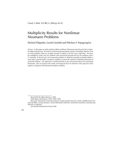 Pdf Multiplicity Results For Nonlinear Neumann Problems