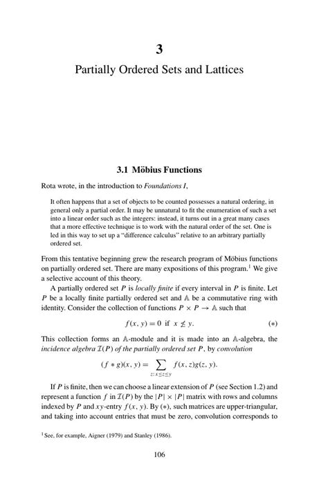 Partially Ordered Sets And Lattices Chapter 3 Combinatorics The Rota Way