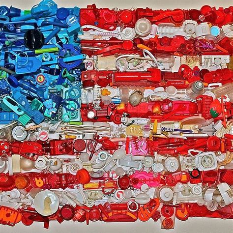 American Flag Assemblage Art From Repurposed Plastic