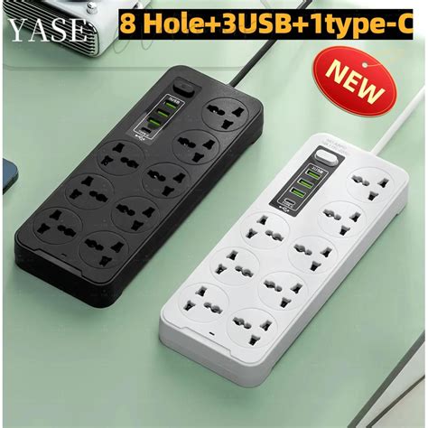 Yase E6 Multifunction Socket Plug Universal Socket Power Strip With 4 Power Socket 6 Usb Built