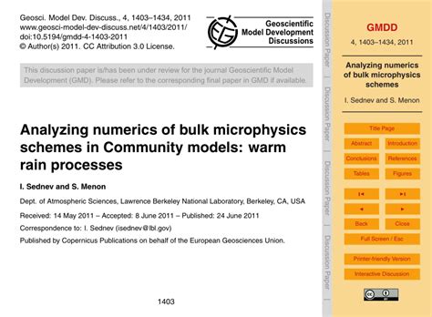 Pdf Analyzing Numerics Of Bulk Microphysics Schemes In Community Models Warm Rain Processes