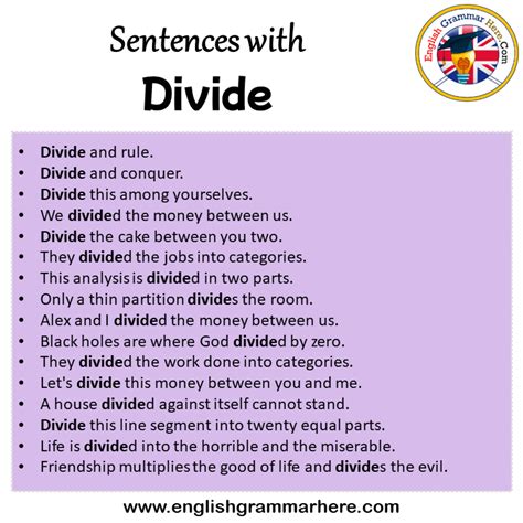 Sentences With Divide Divide In A Sentence In English Sentences For