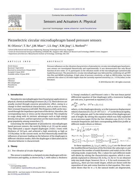 Pdf Piezoelectric Circular Microdiaphragm Based Pressure Sensors Dokumentips