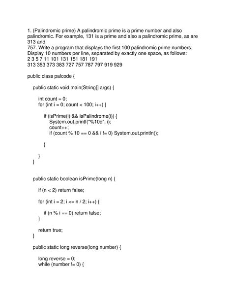 Document Programming Assignment 1 102 Palindromic Prime A Palindromic Prime Is A Prime