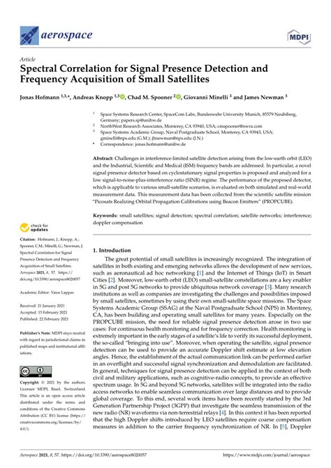 Pdf Spectral Correlation For Signal Presence Detection And Frequency Acquisition Of Small